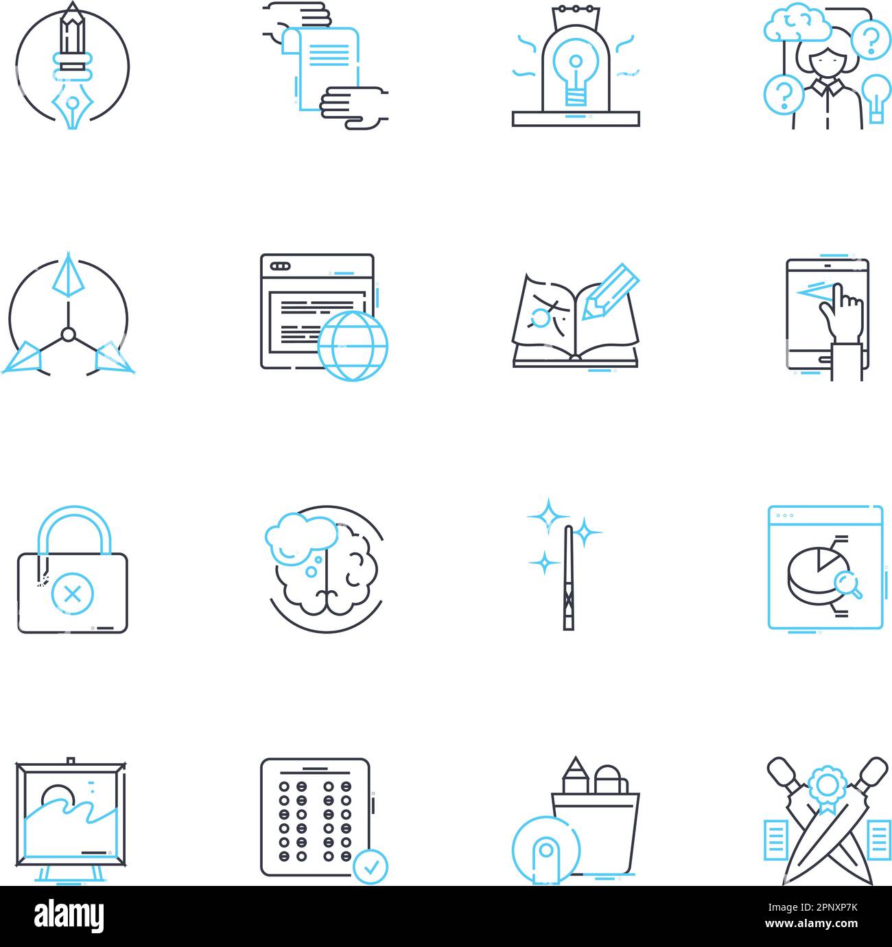 Vision and foresight linear icons set. Insight, Perception, Prophecy ...