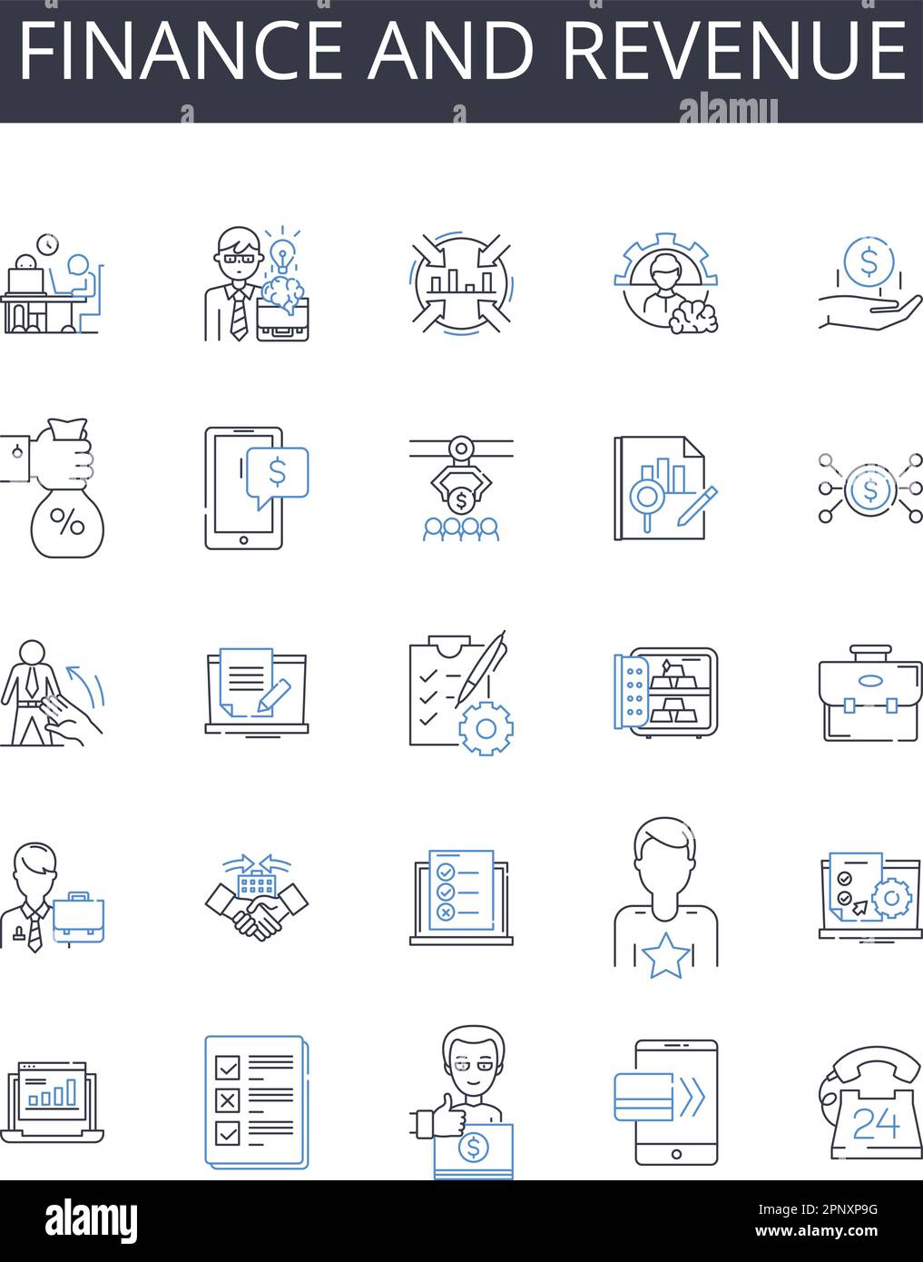Finance and revenue line icons collection. Money management ...