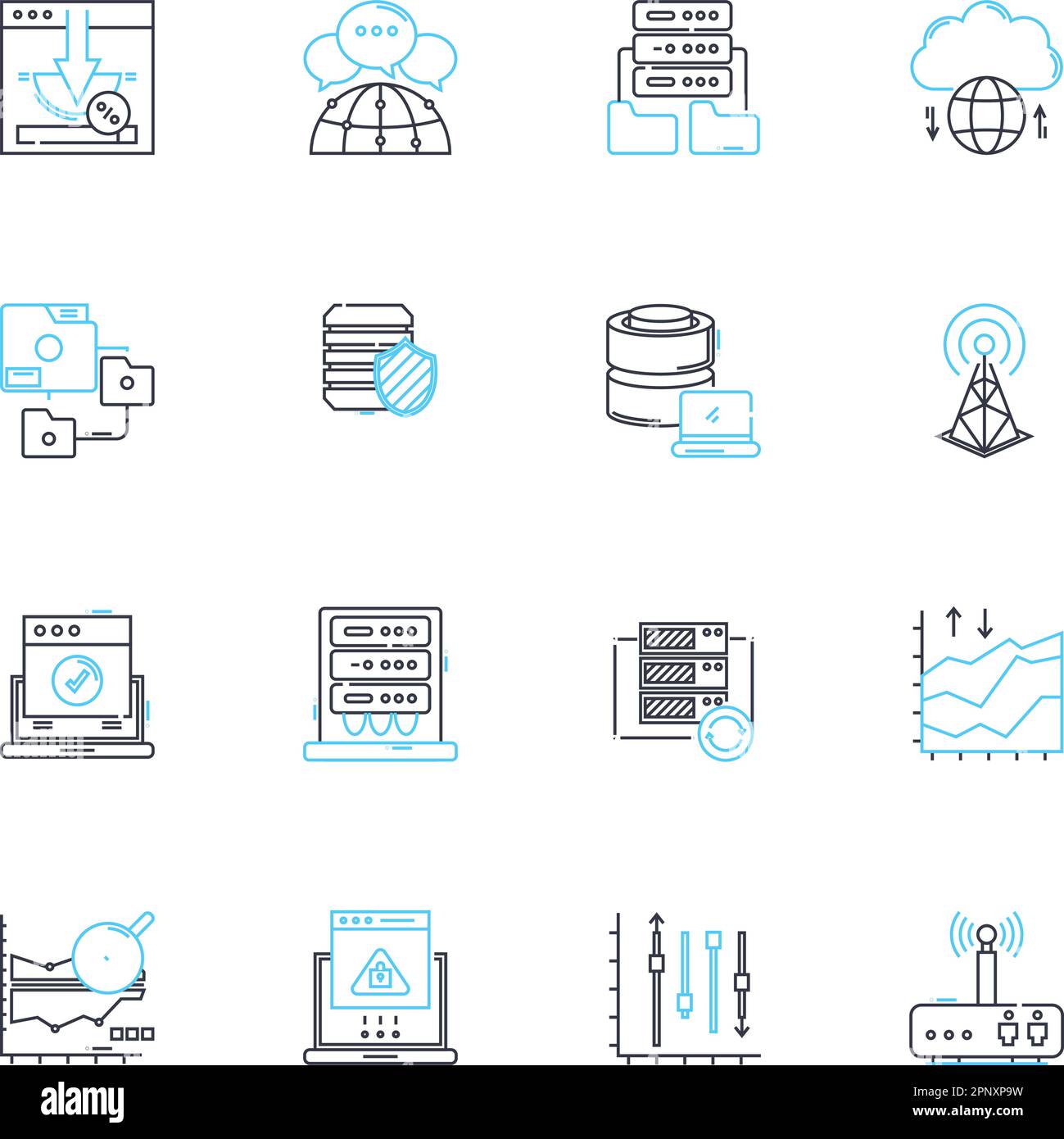 Mobile marketing linear icons set. Personalization, Geotargeting, SMS ...