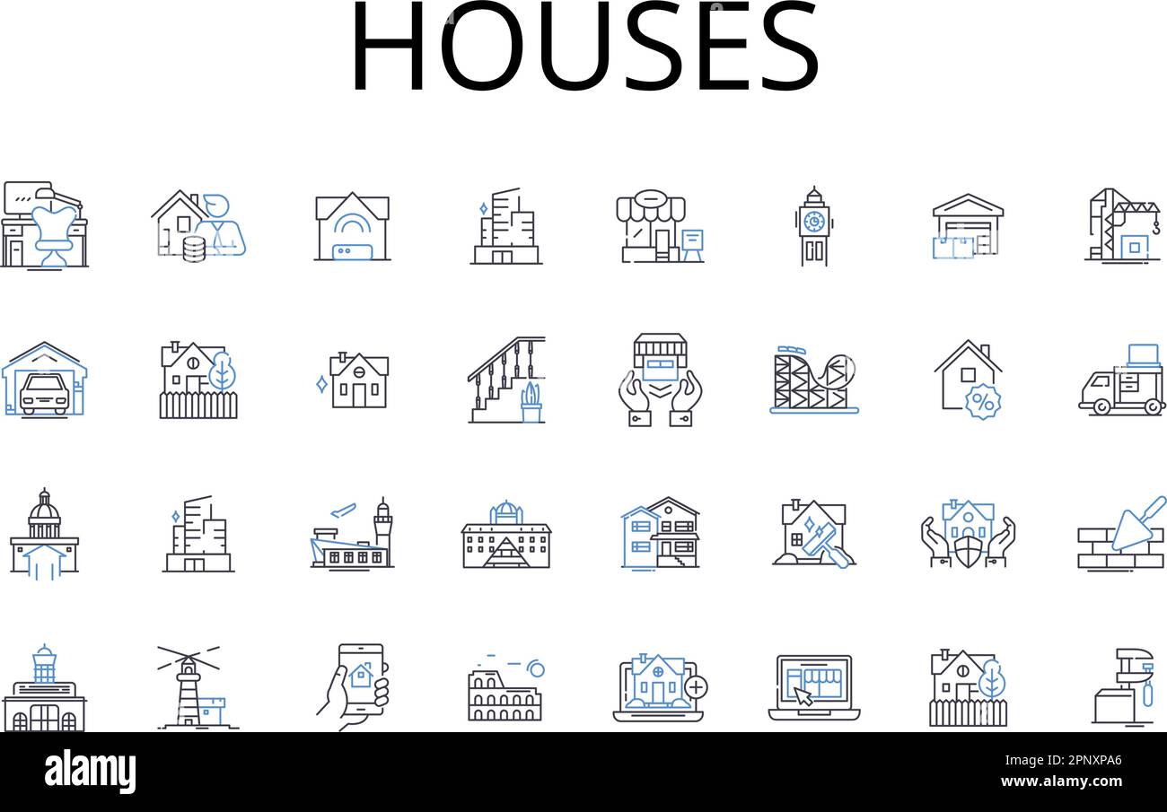 Houses line icons collection. Residences, Dwellings, Abodes, Homesteads ...