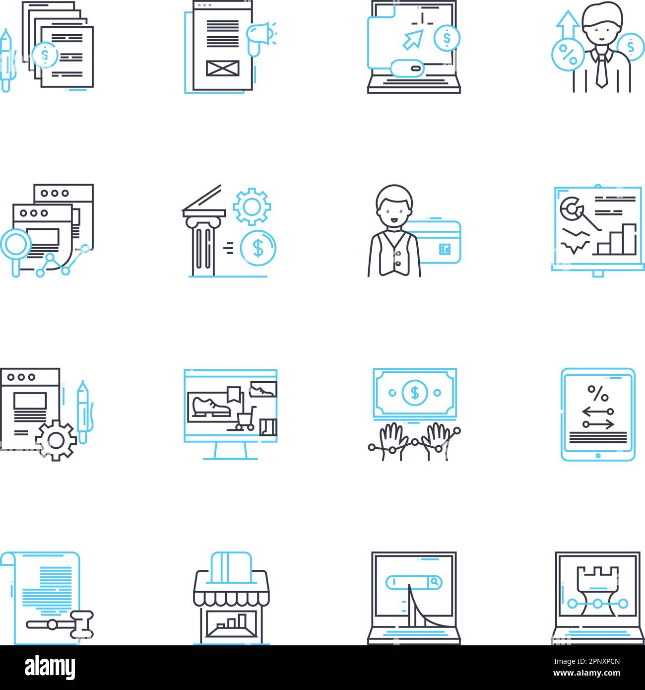 Account Control Linear Icons Set Security Permissions Restrictions Access Identity