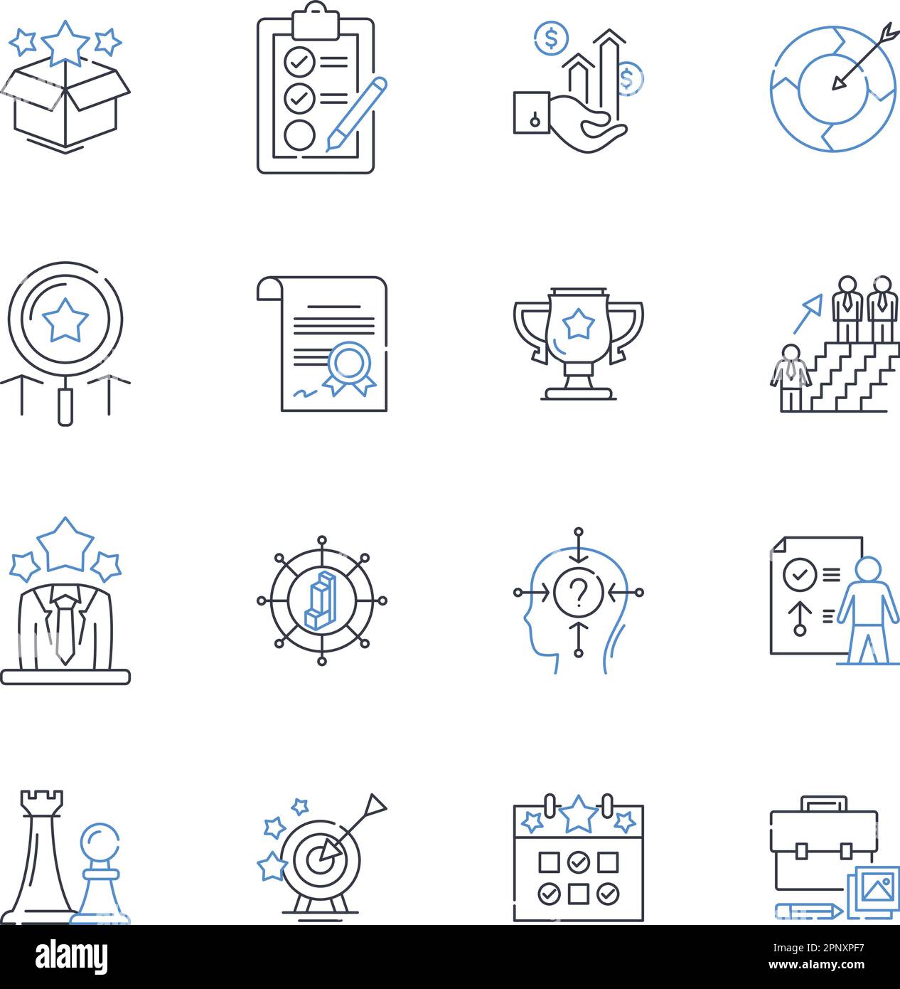 Career objectives line icons collection. Ambition, Success, Growth ...