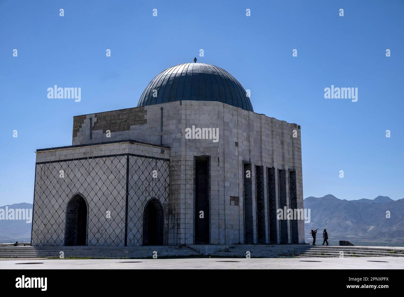 Taliban fighters stand guard on Nadir Khan hill, during the first day ...