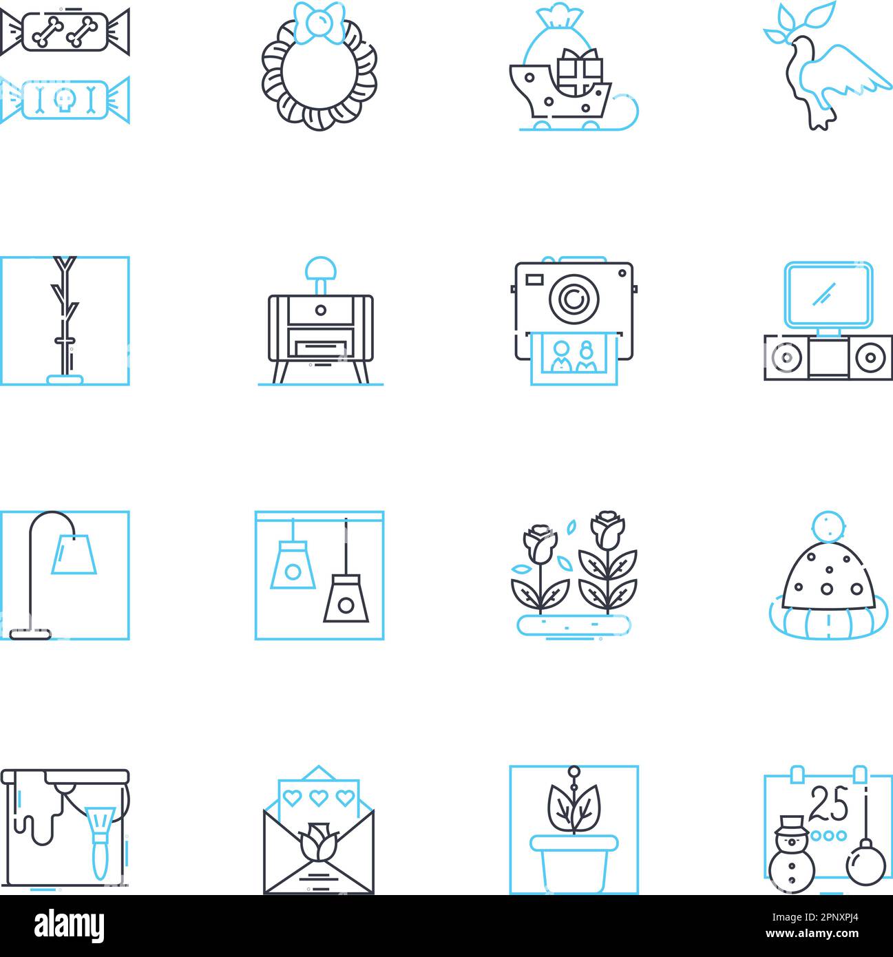 Decorative elements linear icons set. Ornamentation, Trimmings ...