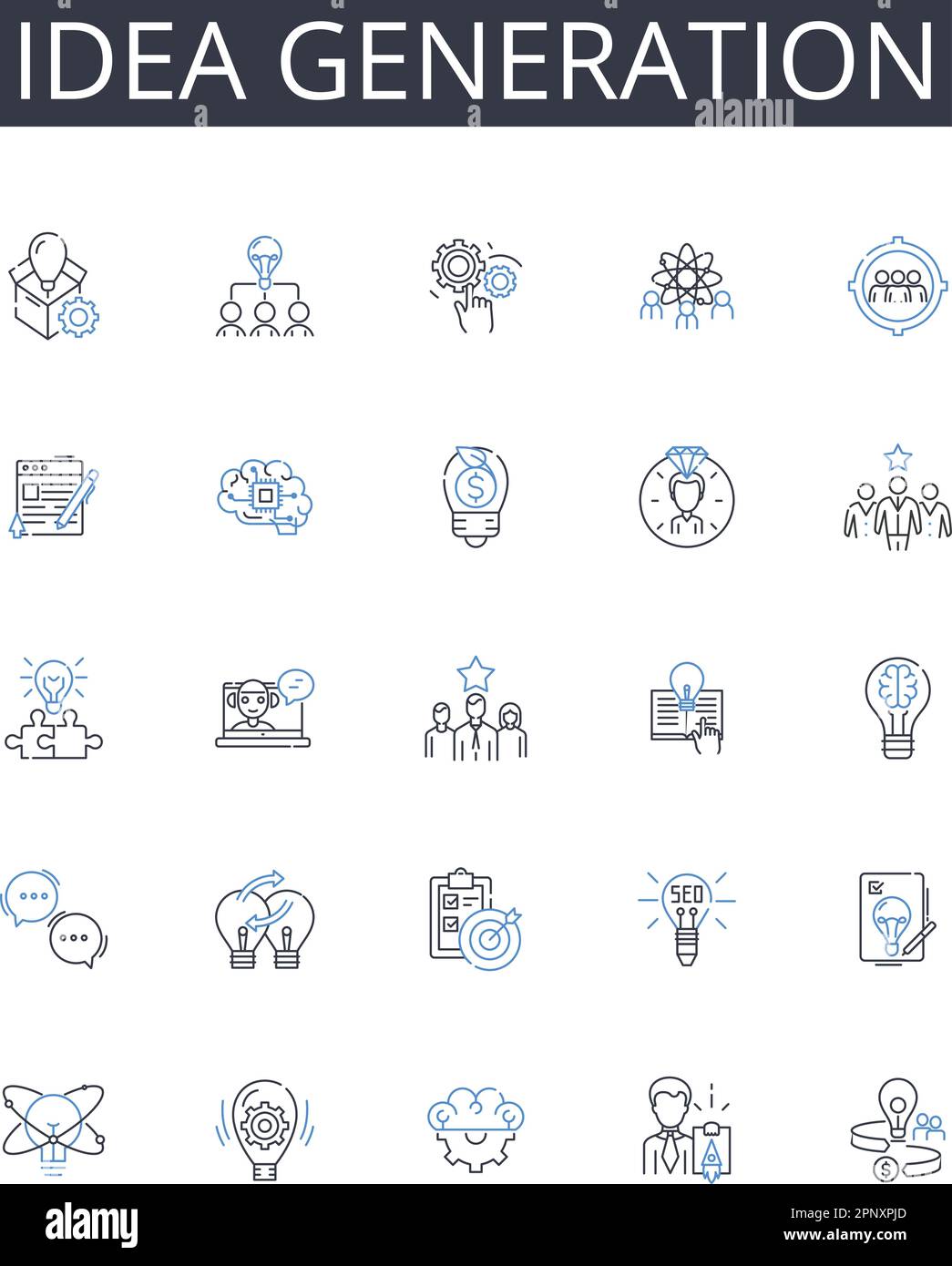 Idea generation line icons collection. Participation, Collaboration ...