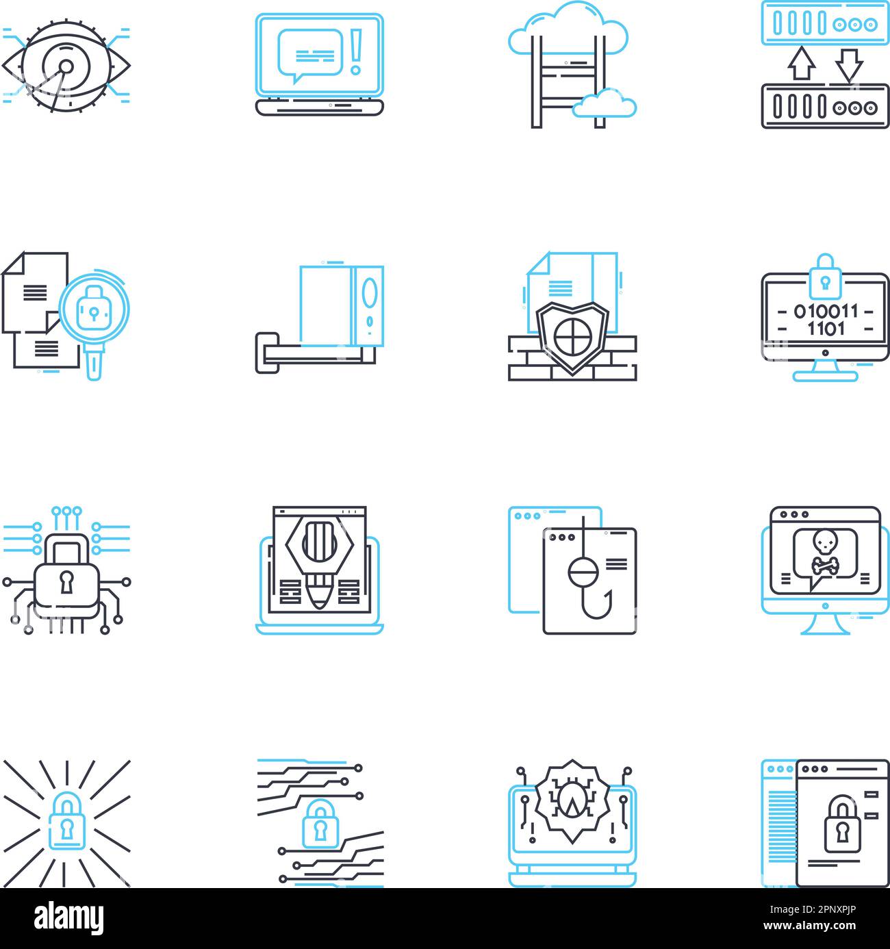 It Protection Linear Icons Set Firewall Encryption Privacy