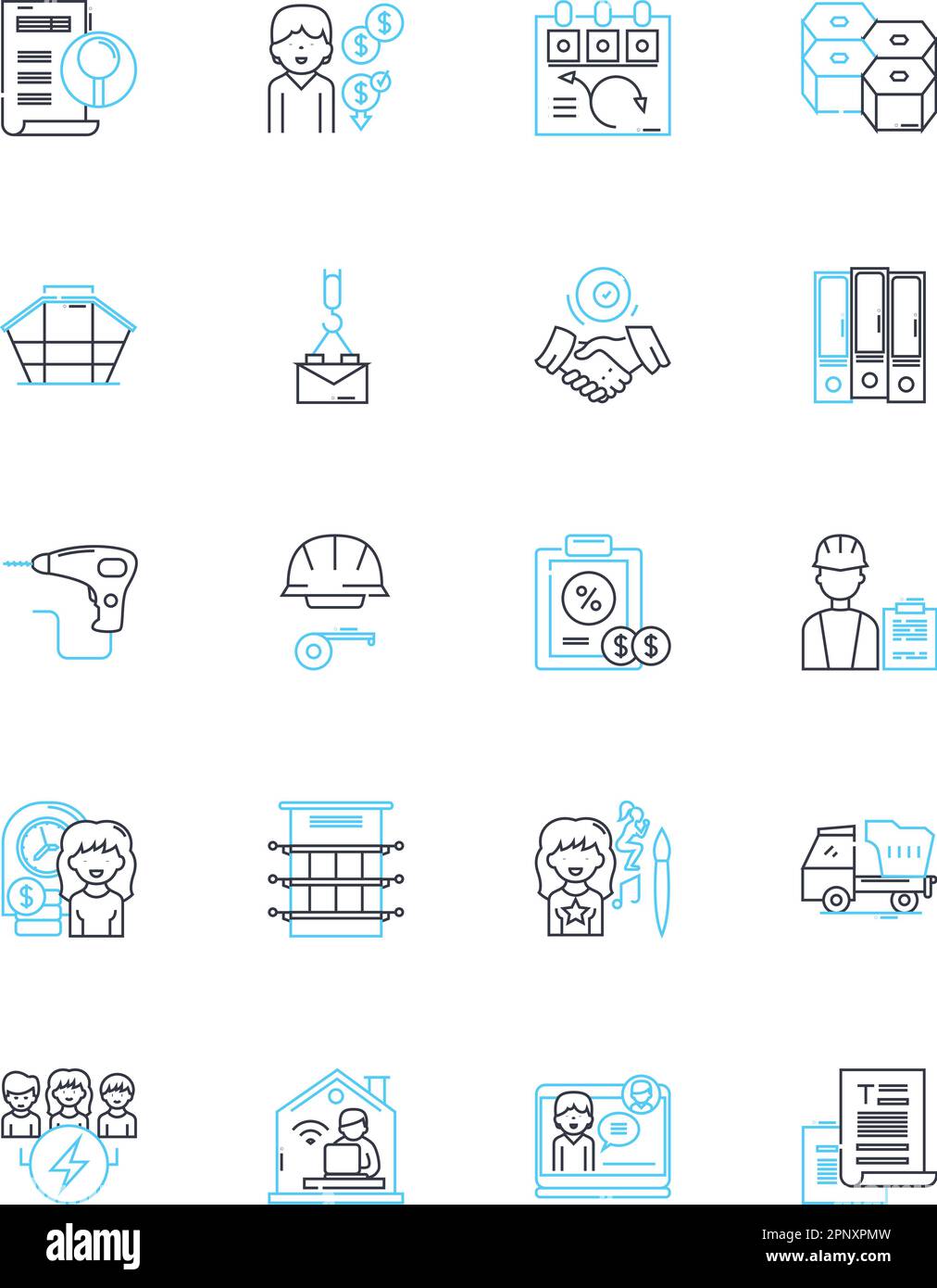 Remote industry linear icons set. Remote, Virtual, Telecommuting ...