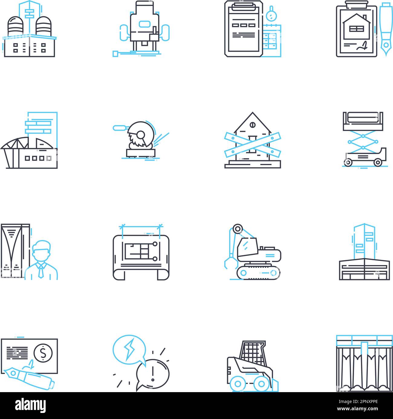 Municipal construction linear icons set. Infrastructure, Development ...