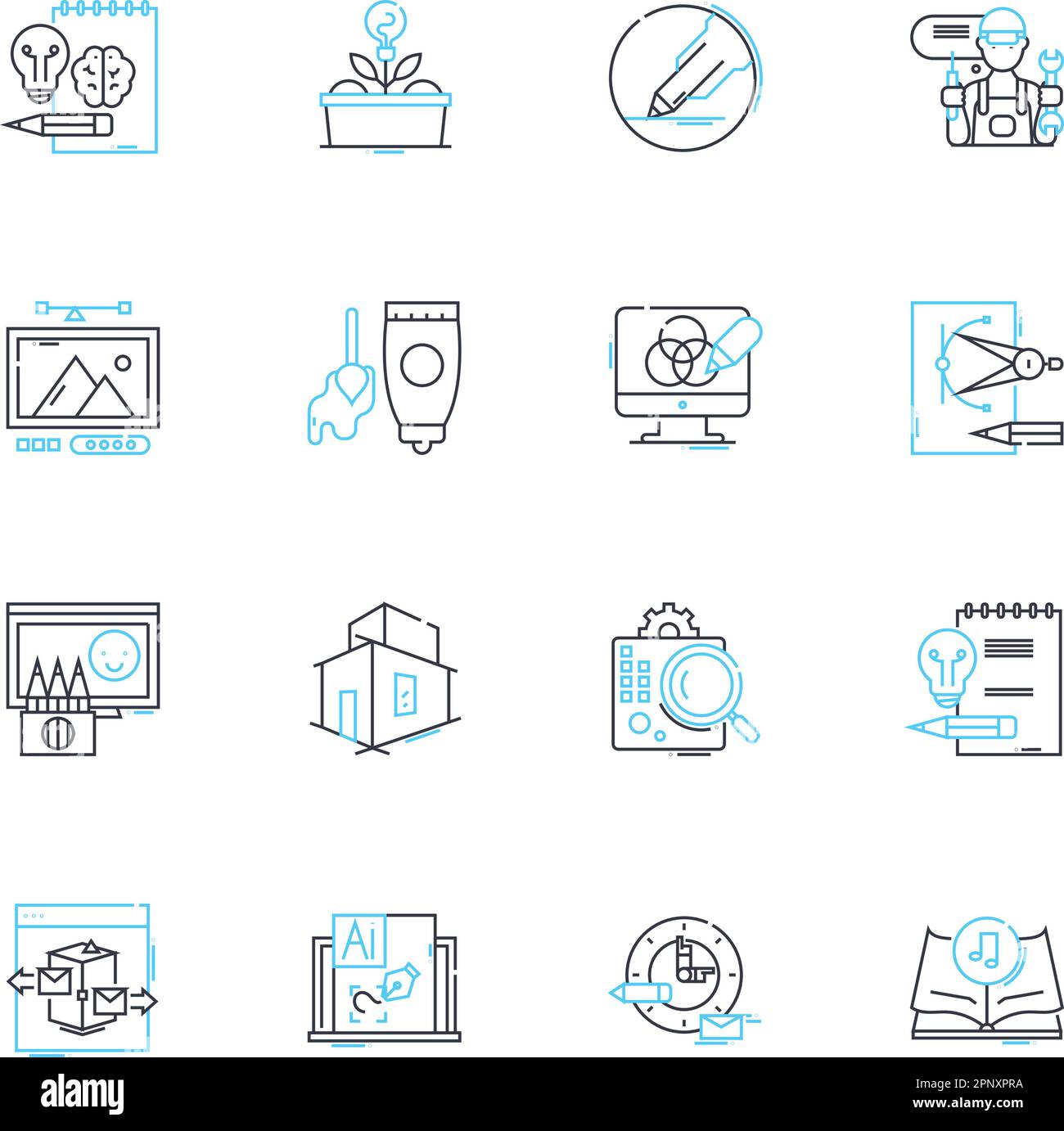 Graphic artist linear icons set. Creativity, Design, Illustration ...