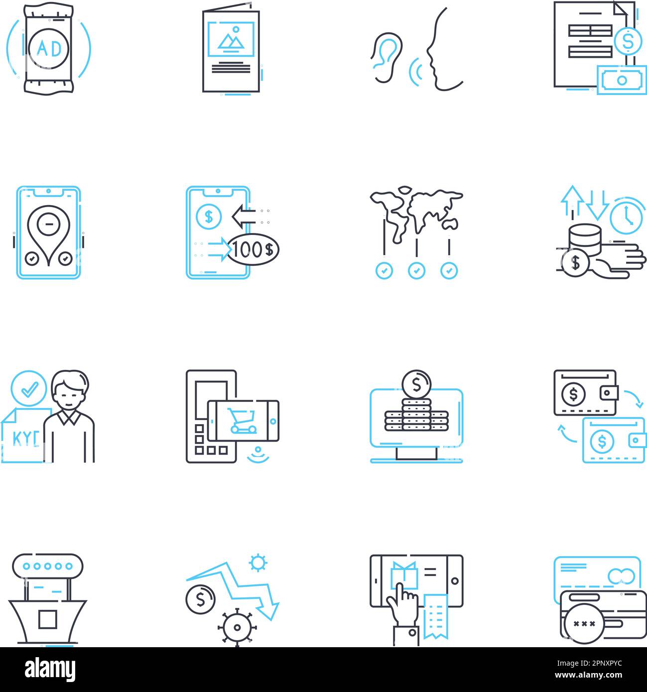 Virtual storefront linear icons set. Digital, Online, E-commerce ...