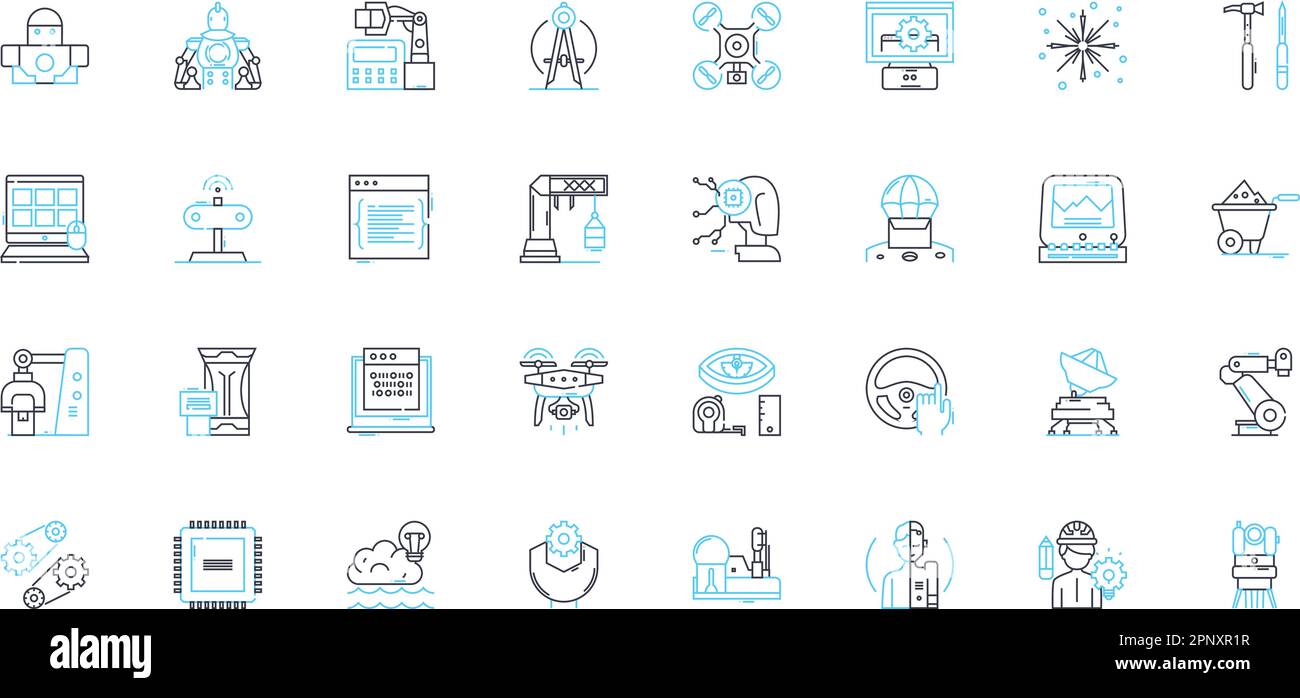 Architect linear icons set. Design, Blueprint, Structure, Blueprinting, Planning, Development ...