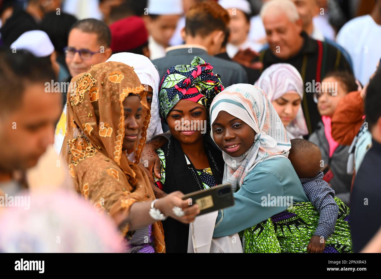 Cairo, Egypt. 21st Apr, 2023. Sudanese girls pose for a photo after ...