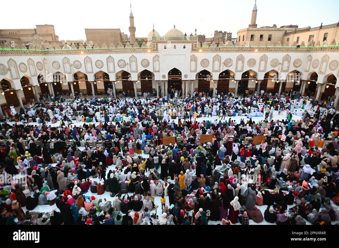 Cairo, Egypt. 21st Apr, 2023. People preform Eid al-Fitr prayer, which ...
