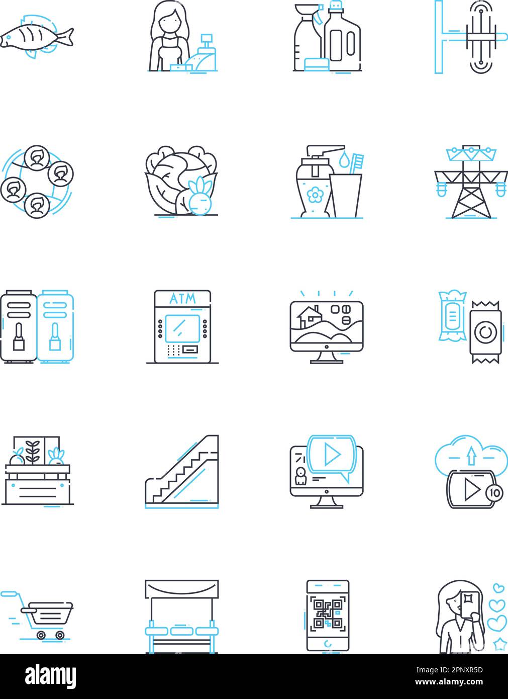 User reality linear icons set. Perception, Experience, Interaction ...
