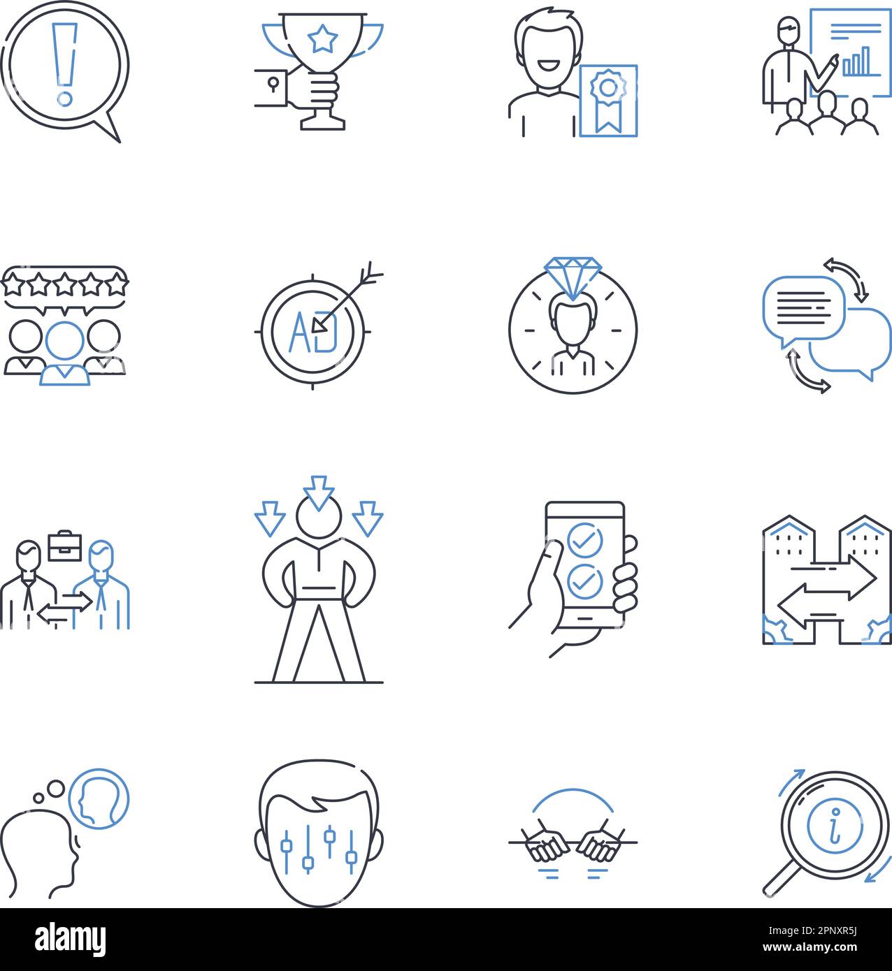 Organization objectives line icons collection. Goals, Targets ...