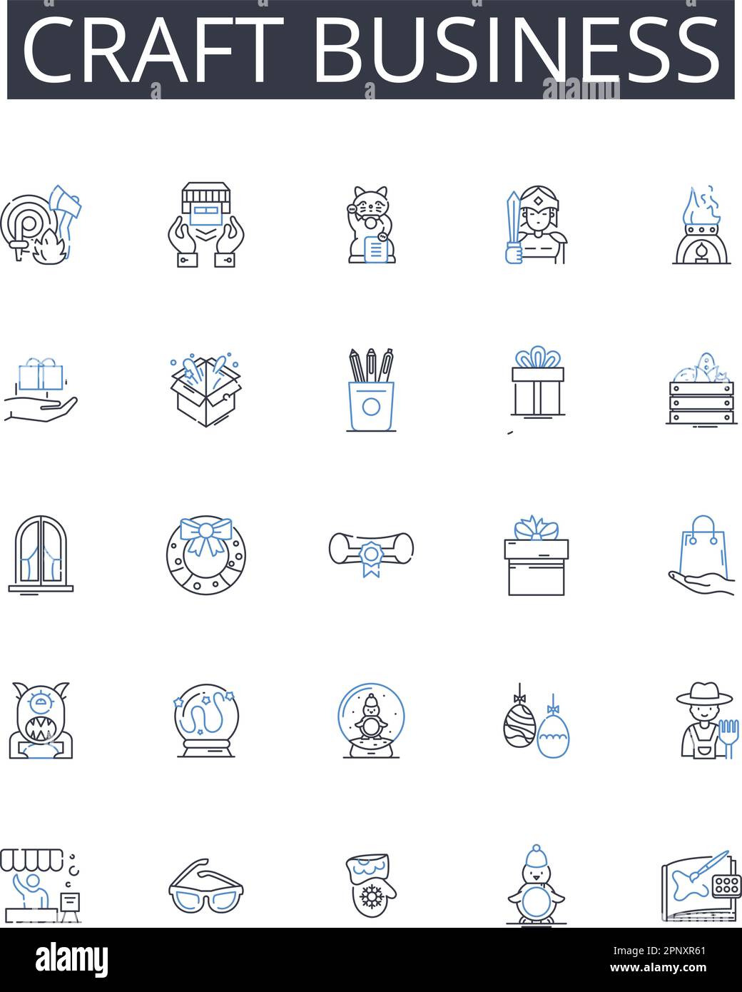 Craft business line icons collection. Profitability, Prosperity, Growth ...