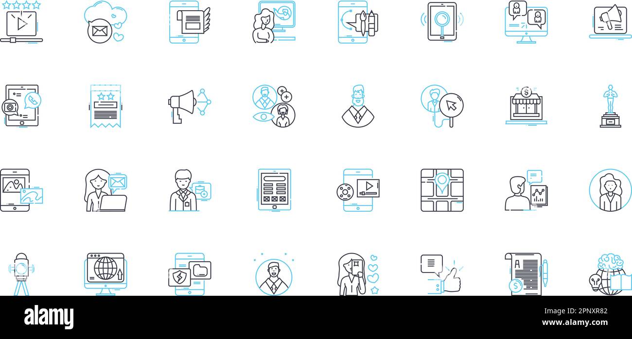 Innovative media linear icons set. Disruptive, Futuristic, Immersive ...