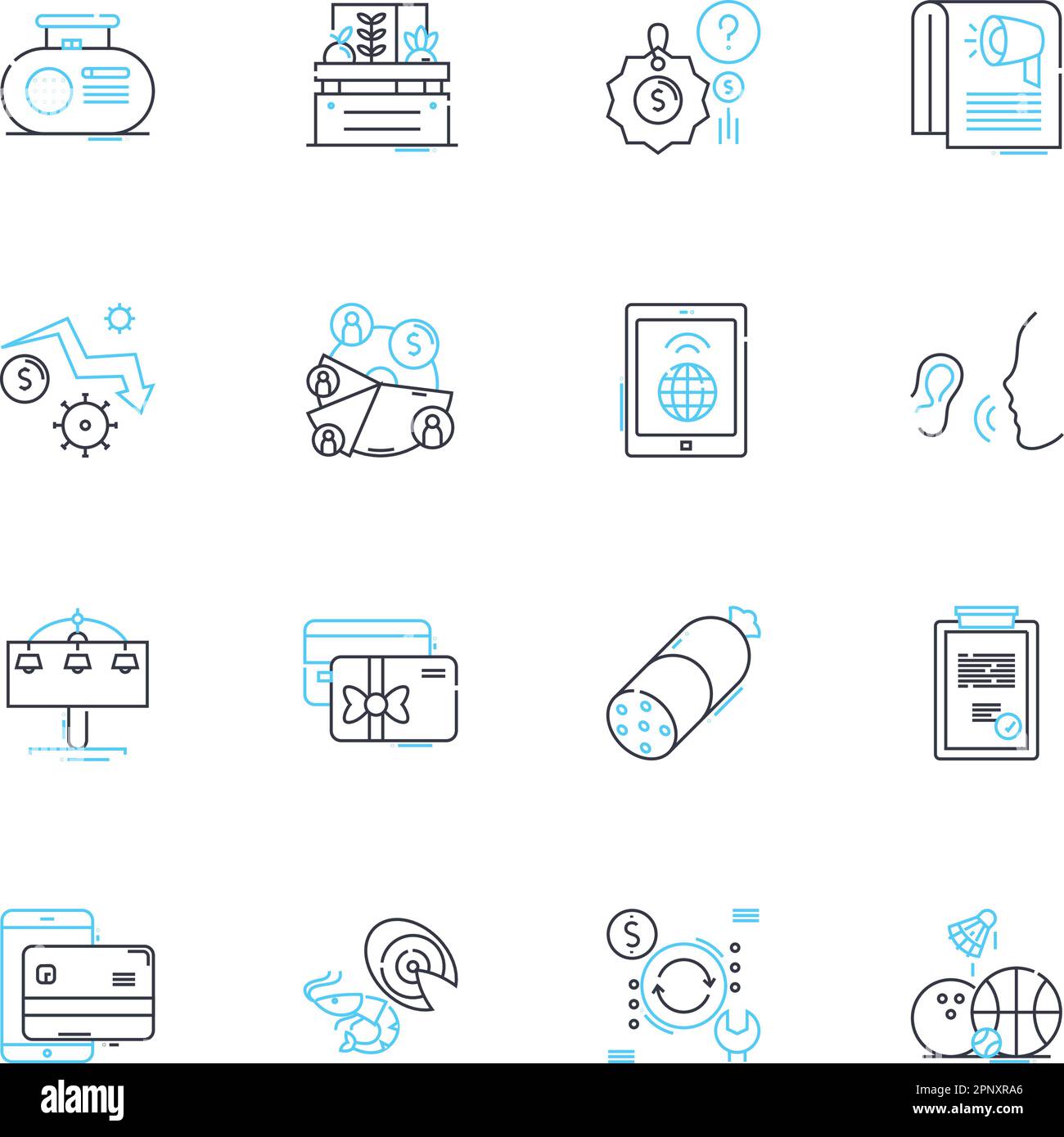 Grocery store linear icons set. Produce, Deli, Bakery, Meat, Dairy ...