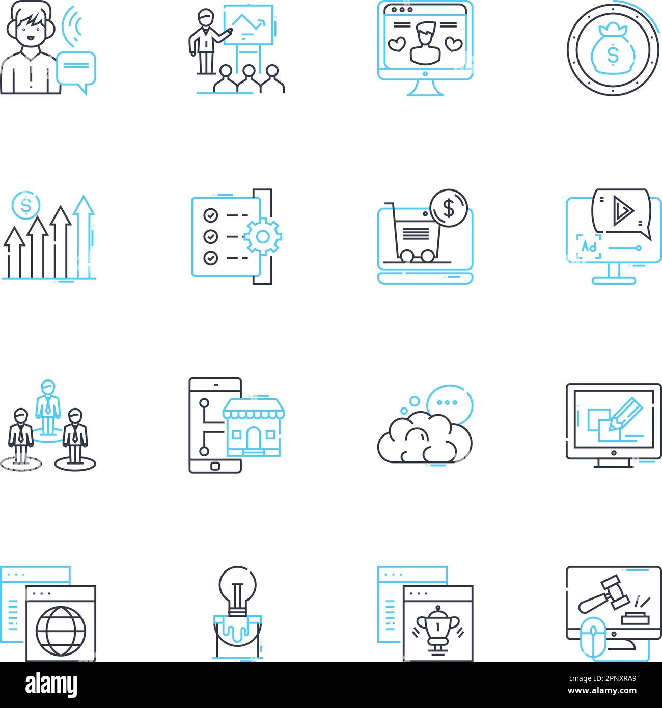 Virtual reports linear icons set. Interactive, Immersive, Accessible ...