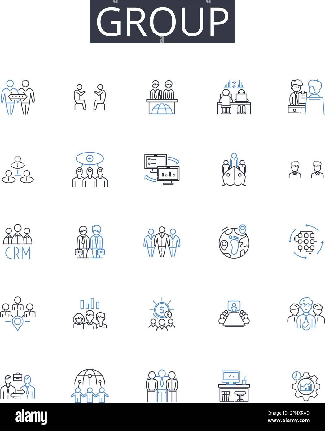 Group line icons collection. Pair, Crowd, Team, Class, Bunch, Company ...
