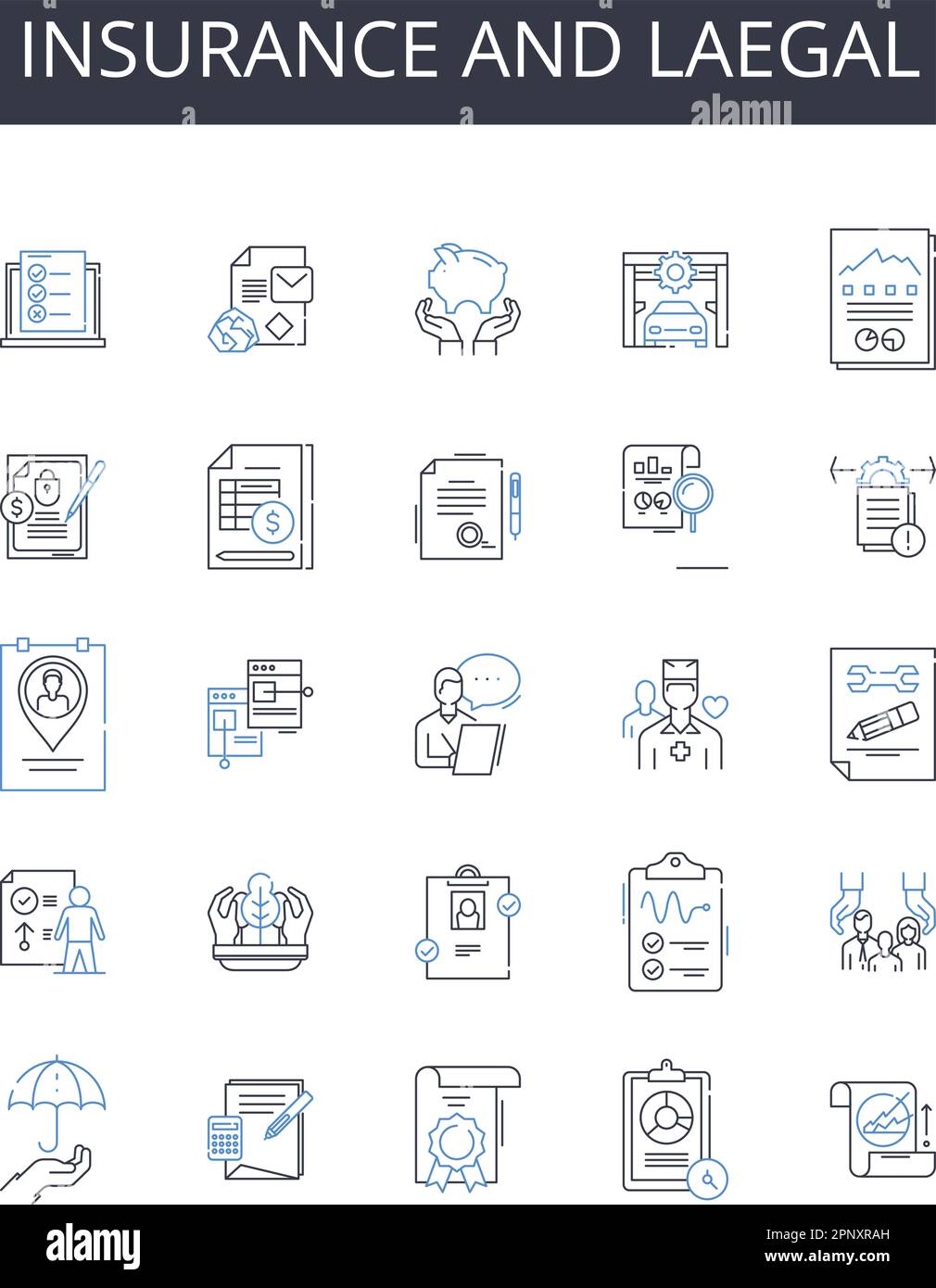 Insurance and laegal line icons collection. Coverage, Protection ...