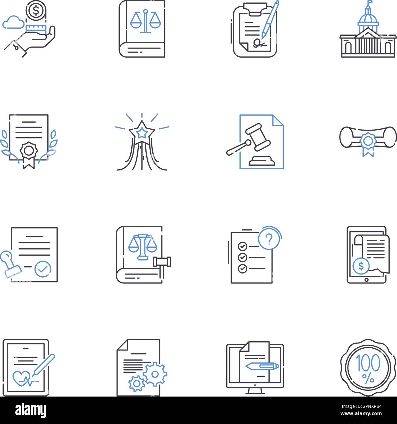 Rightful line icons collection. Just, Fair, Deserved, Legal, Equitable ...