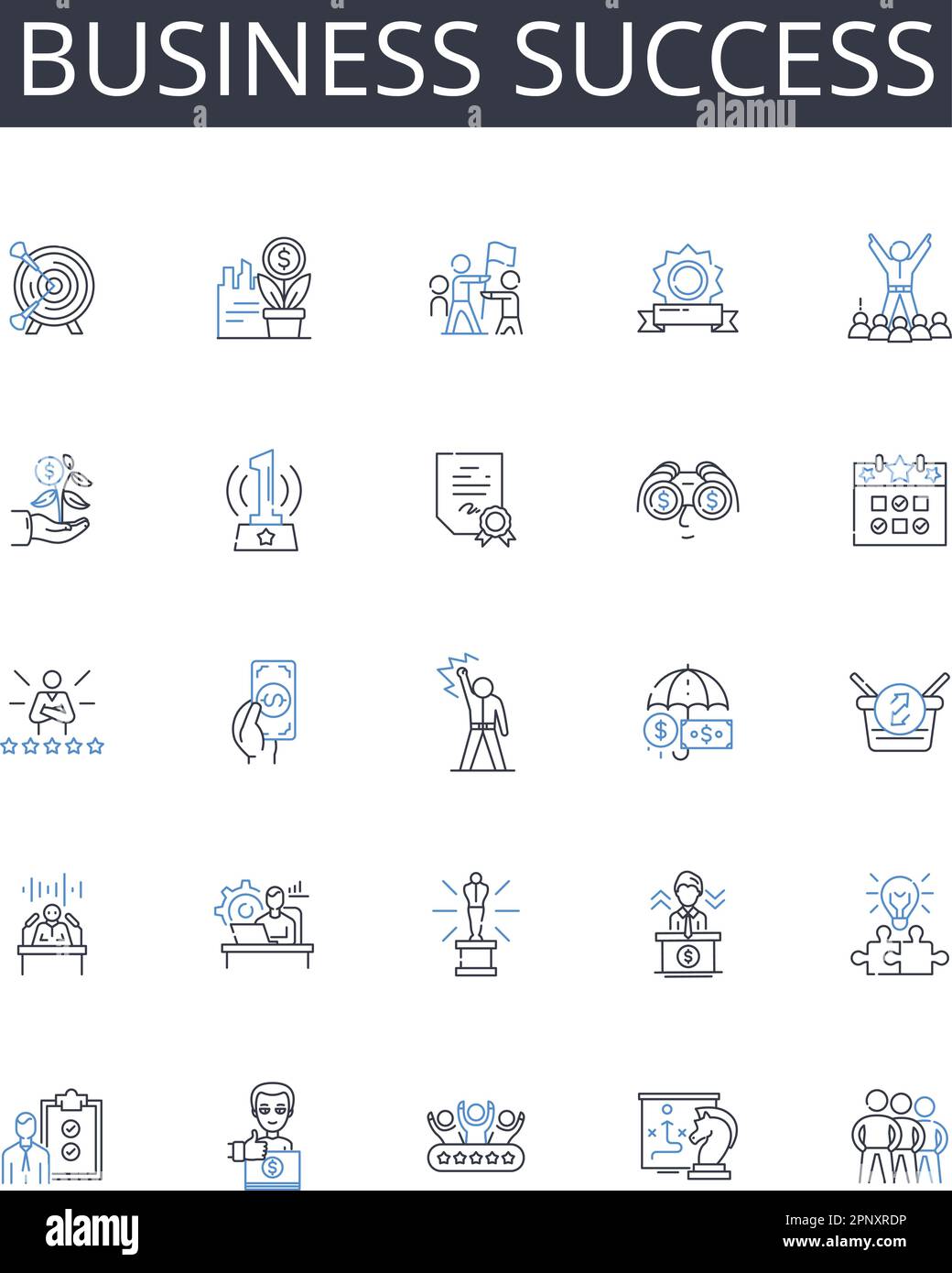 Business success line icons collection. Economic growth, Career ...