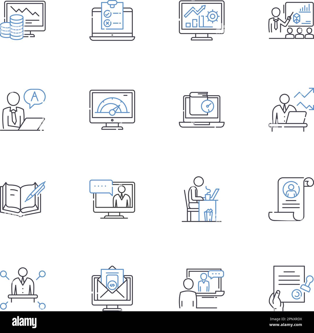 Training and development line icons collection. Growth, Learning ...