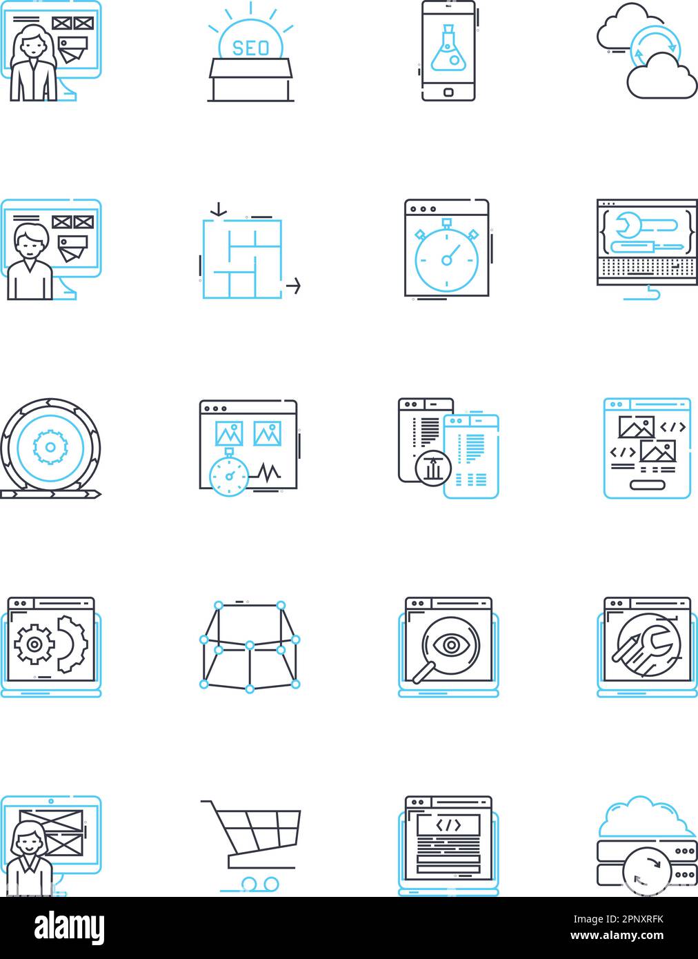 Content design linear icons set. Strategy, User-centered, Information ...