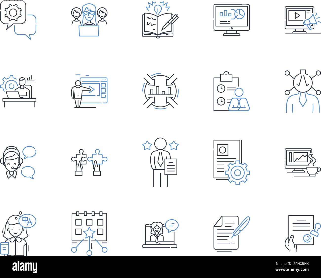 Skill and ability line icons collection. Proficiency, Capability ...