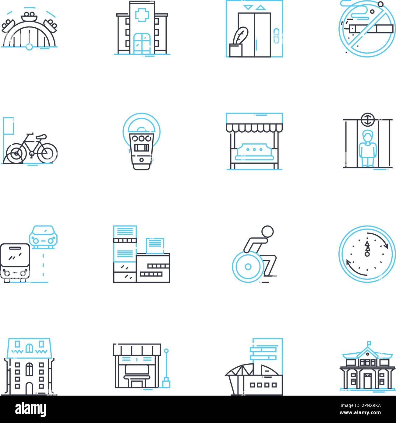 Municipality linear icons set. Governance, Services, Infrastructure ...