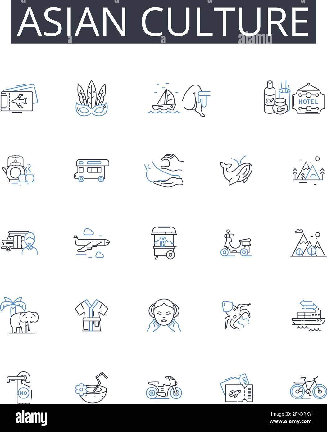 Asian culture line icons collection. Eastern culture, , , , , , vector and linear illustration ...