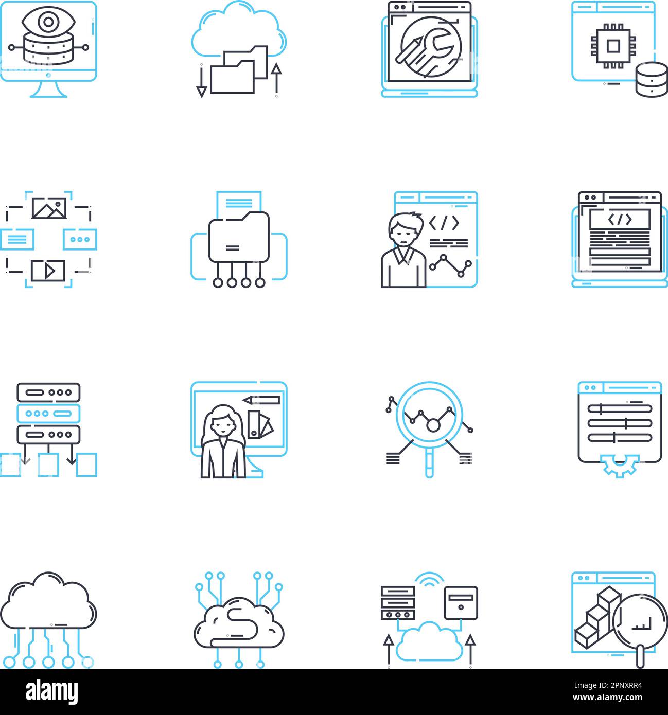 Machine intelligence linear icons set. Automation, Algorithms, Robotics ... Machine intelligence linear icons set. Automation, Algorithms, Robotics ...