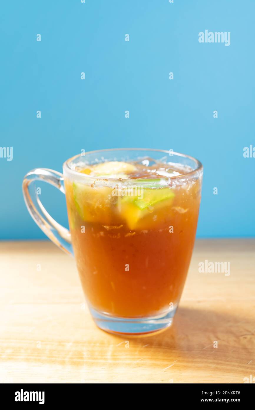 side view glass cup of iced lemon vertical composition Stock Photo - Alamy