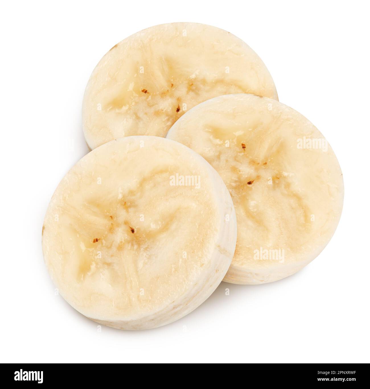 Isolated banana slices. Banana slice (cut) isolated on white, with ...