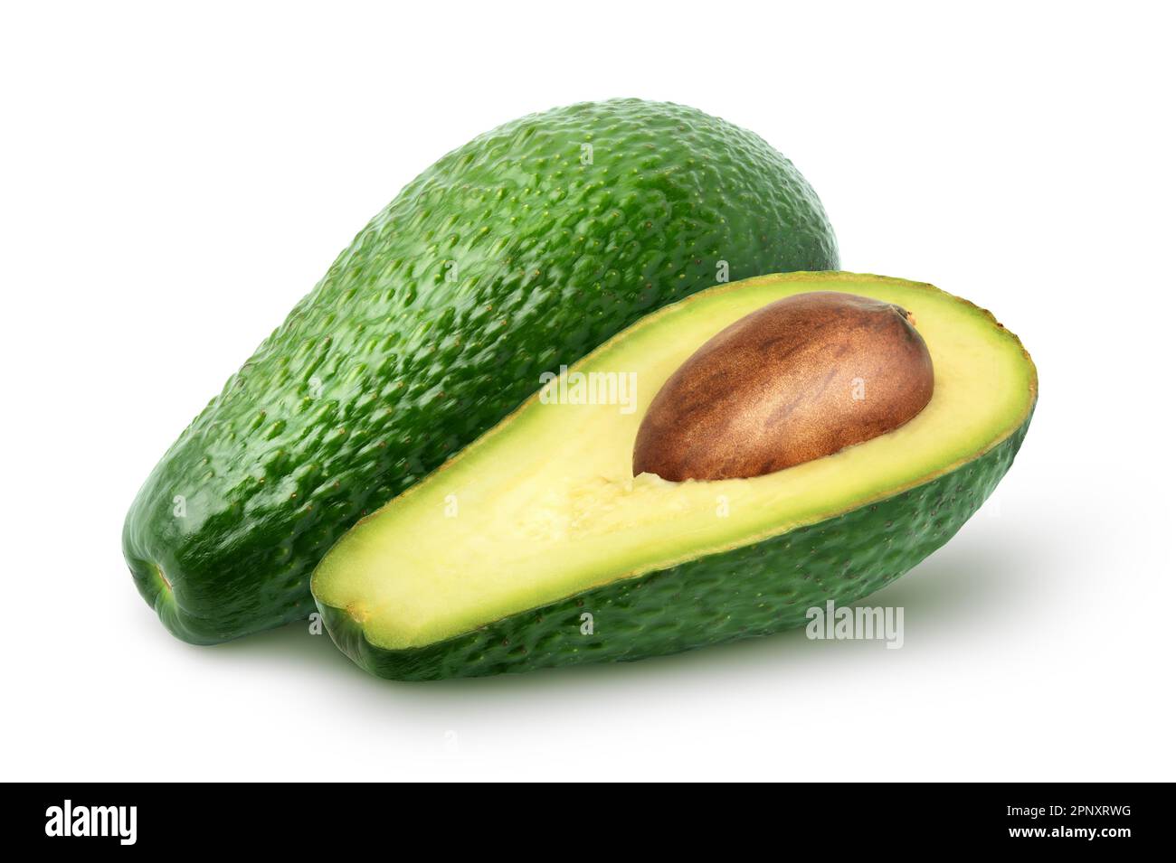 Isolated avocados. Whole avocado with half isolated on white background ...