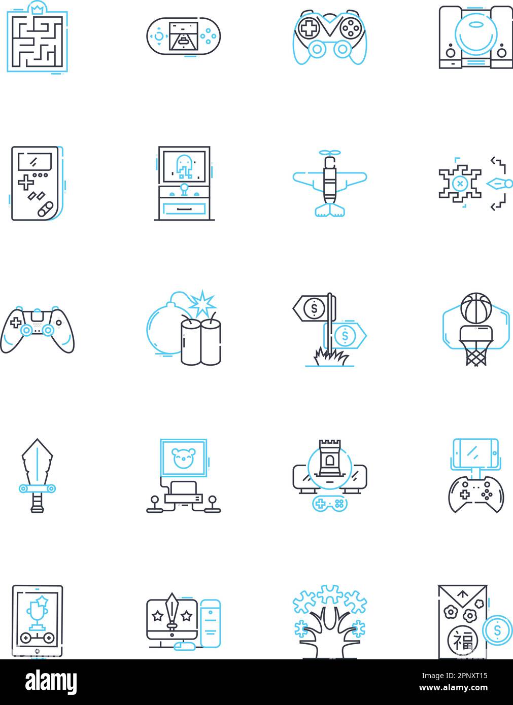 Diversion linear icons set. Distraction, Amusement, Entertainment ...
