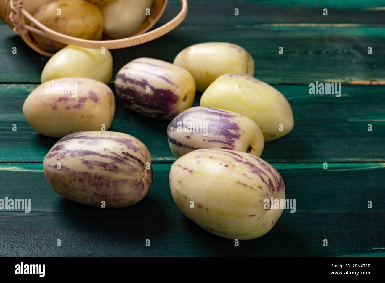 angle view fresh ginseng fruits with basket horizontal composition ...