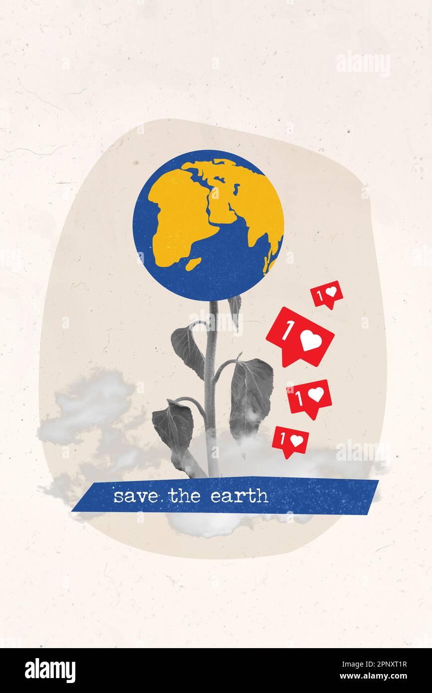 Magazine picture advert collage of flower plant with earth bud creative ...