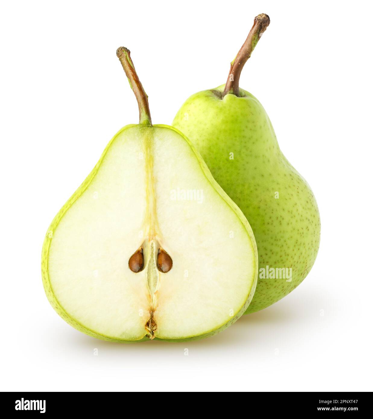 Isolated pears. Whole pear fruit and slice isolated on white background ...