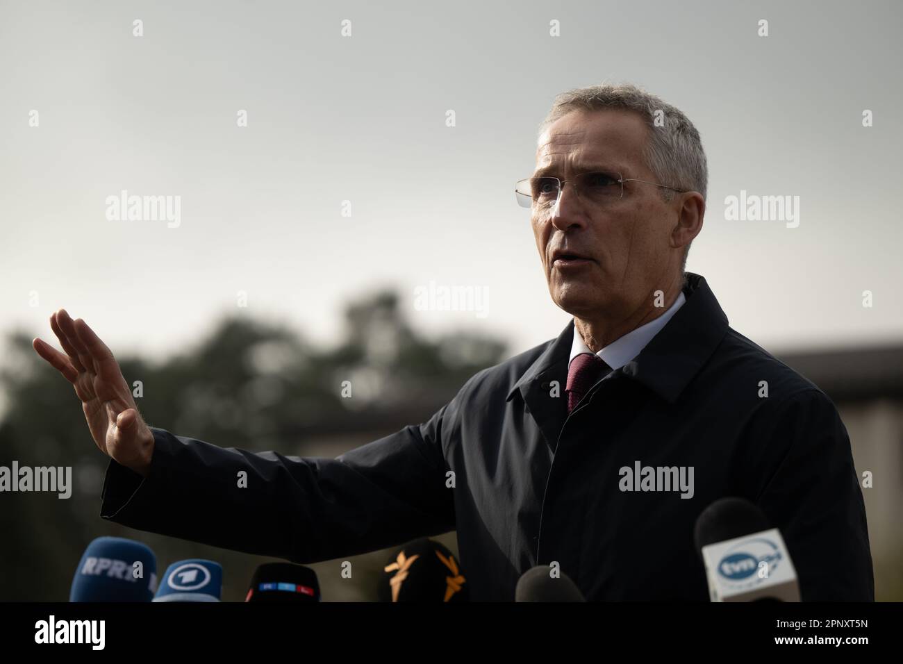 Ramstein Miesenbach, Germany. 21st Apr, 2023. Jens Stoltenberg, NATO ...