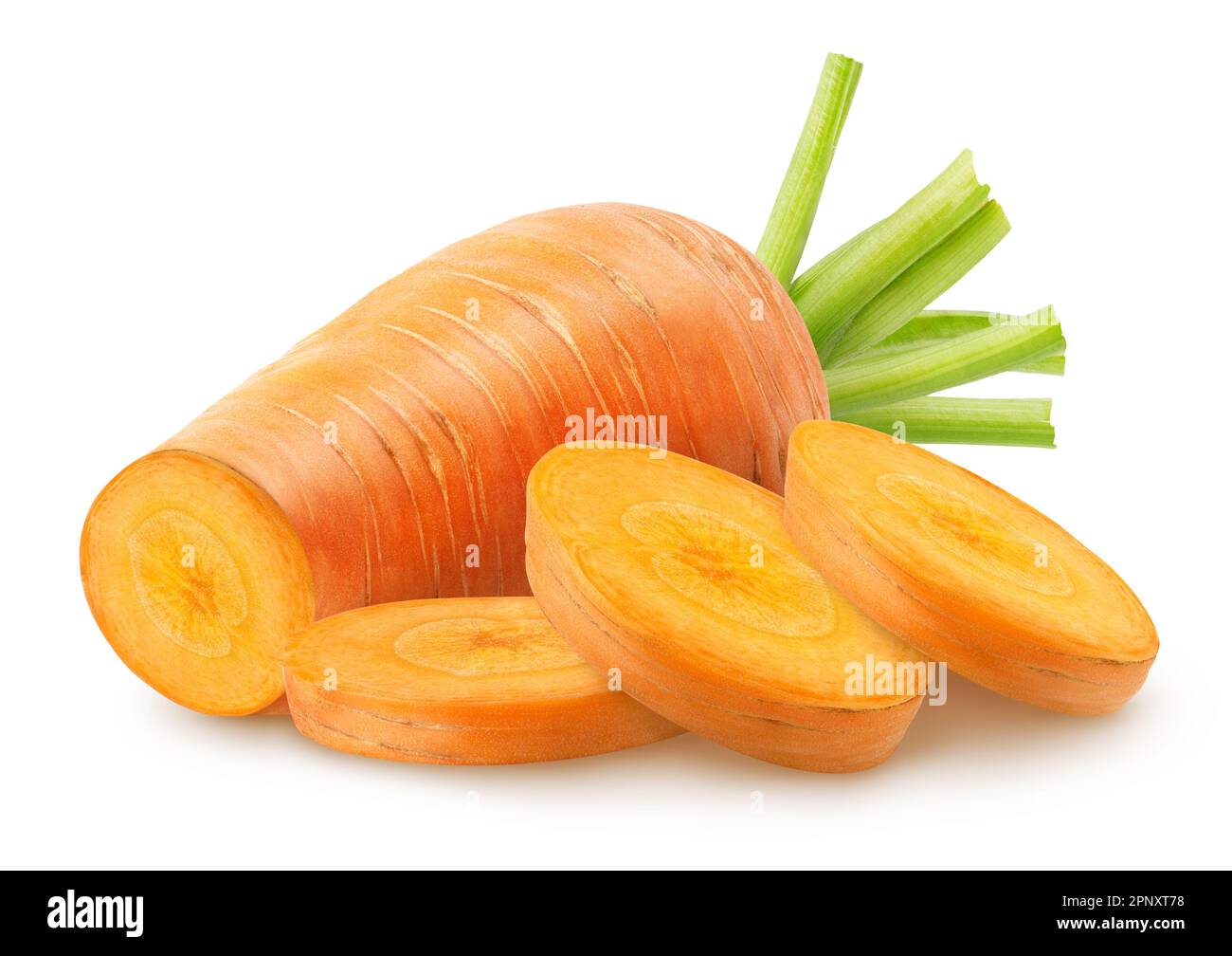 Isolated carrots. Cut carrot with slices isolated on white background ...