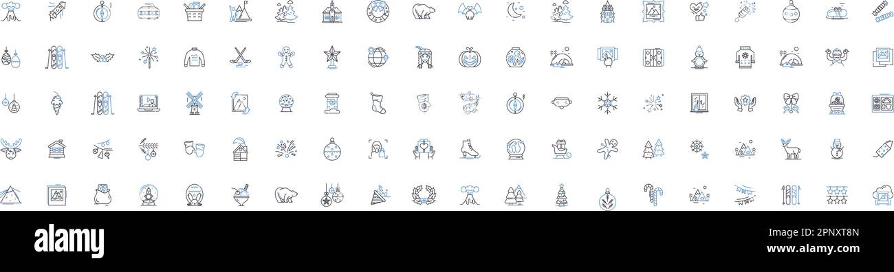 Christmas season line icons collection. Joyful, Festive, Snowy, Merry ...