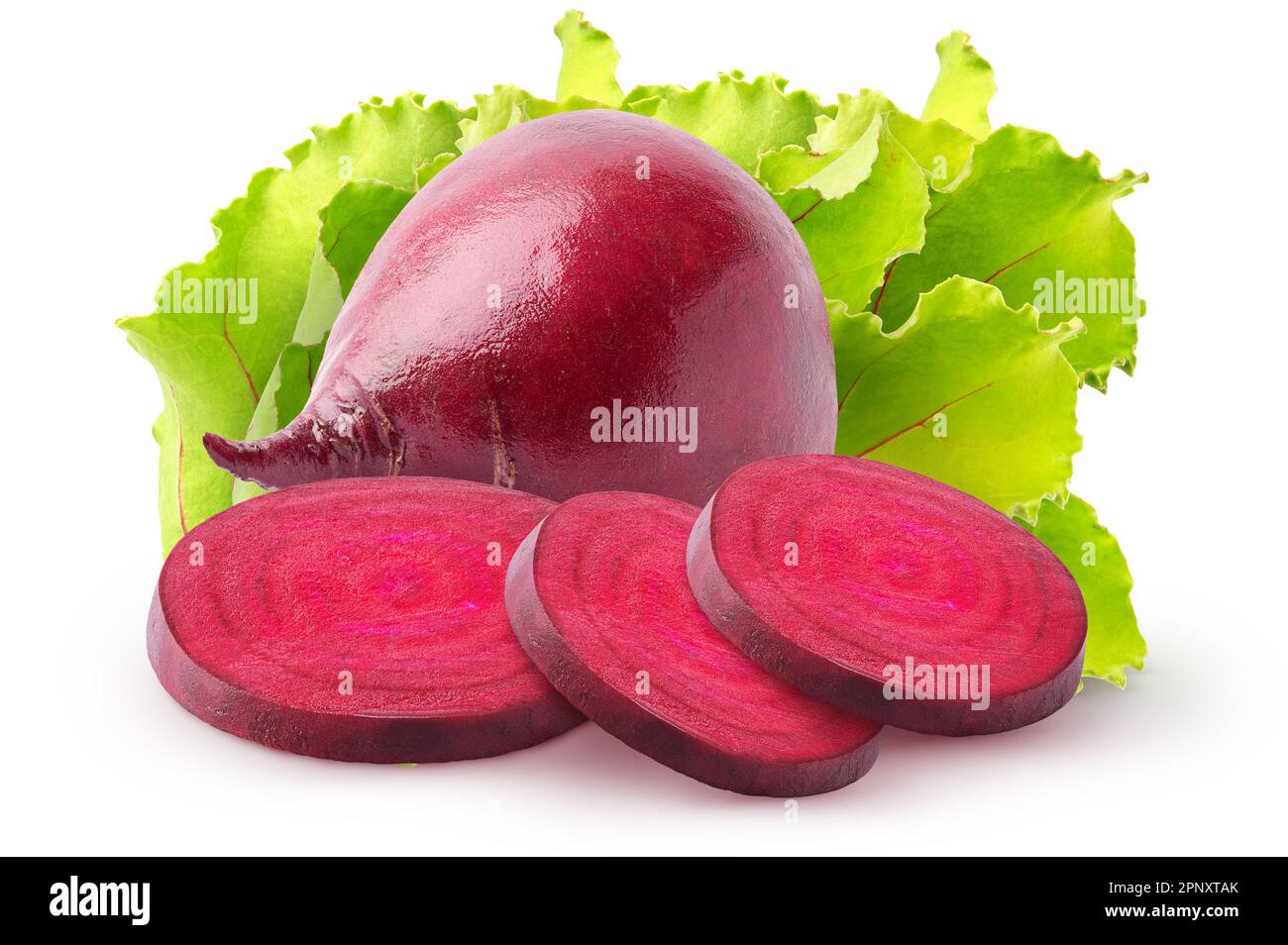 Isolated Beetroots. Whole beetroot and slices with leaves isolated on ...