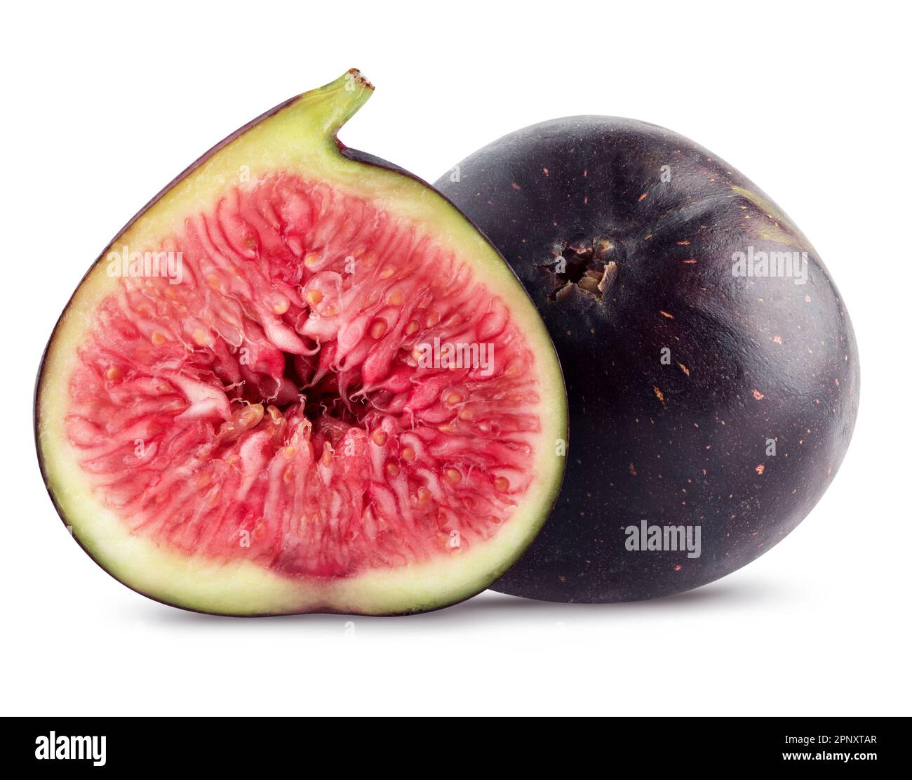 Isolated figs. Whole and half fresh figs isolated on white background ...