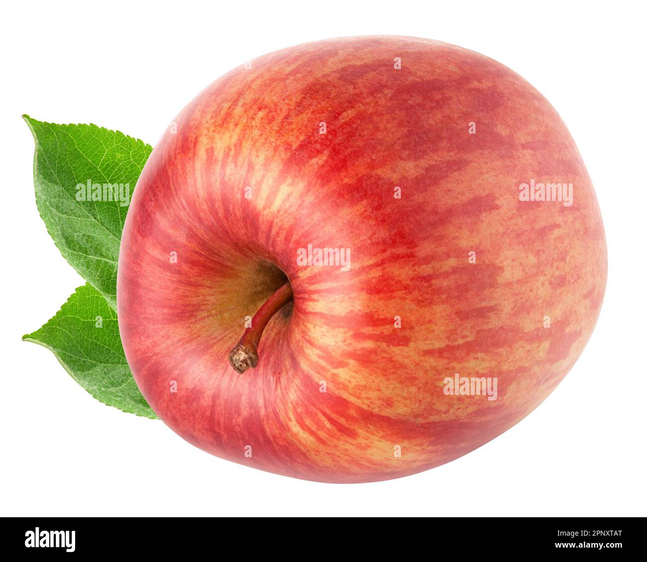 Isolated apple. Whole red apple fruit with leaves isolated on white ...