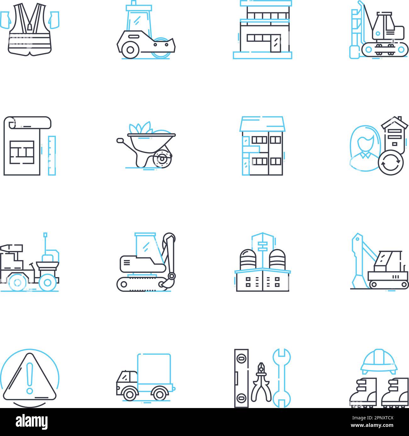 Contractors linear icons set. Construction, Renovation, Remodeling ...