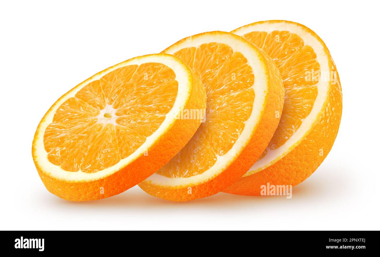 Isolated orange slices. Sliced orange fruit isolated on white ...