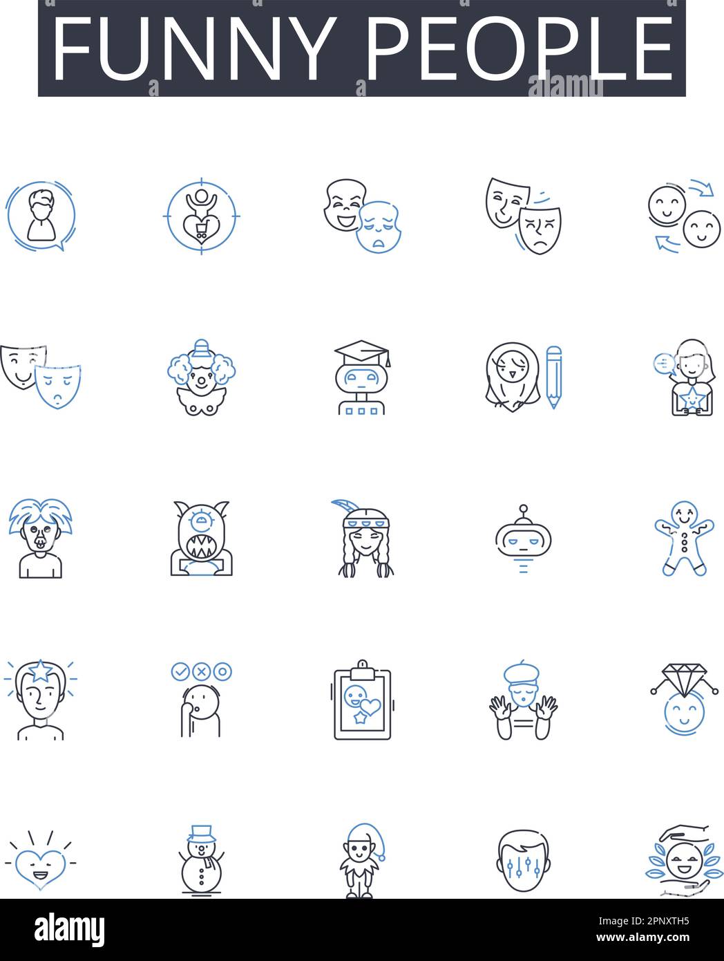 Funny people line icons collection. Amiable, Festive, Hospitality ...