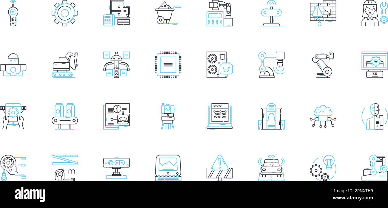 Energy technology linear icons set. Renewable, Efficient, Solar, Wind, Hydroelectric, Nuclear ...